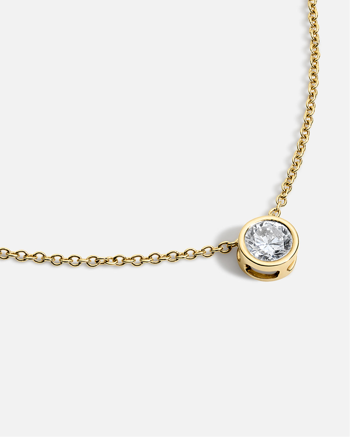 ROEN NYC - LYRA Round Brilliant Diamond Bezel Solitaire Necklace - 18K ...