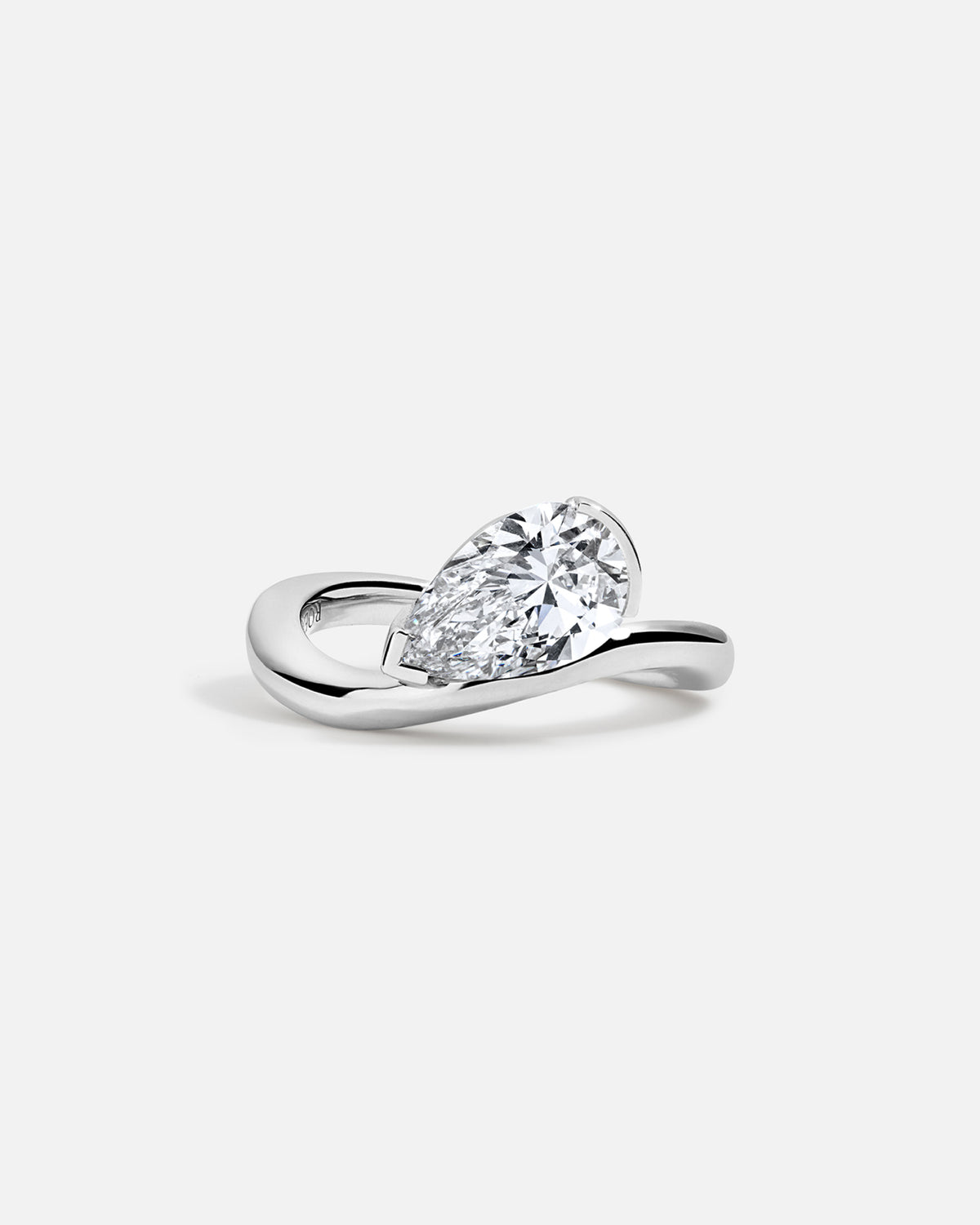 LAGUNA Wave Half Bezel Pear Engagement Ring | ROEN NYC