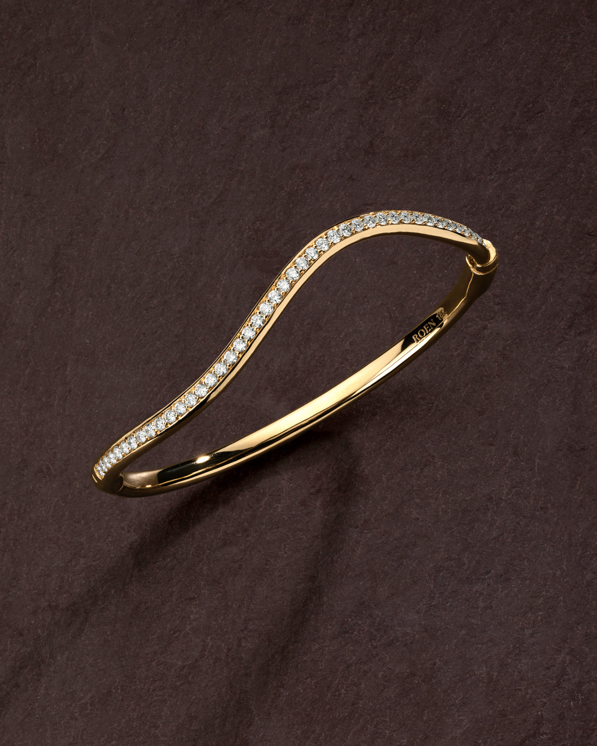 ROEN NYC - LAGUNA Wave Diamond Bangle - 18K Gold & Platinum - Natural ...